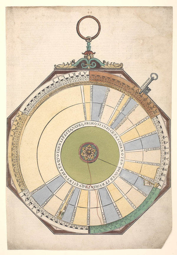 Volvelle for finding the dates of Easter, Pentecost and other moveable ...