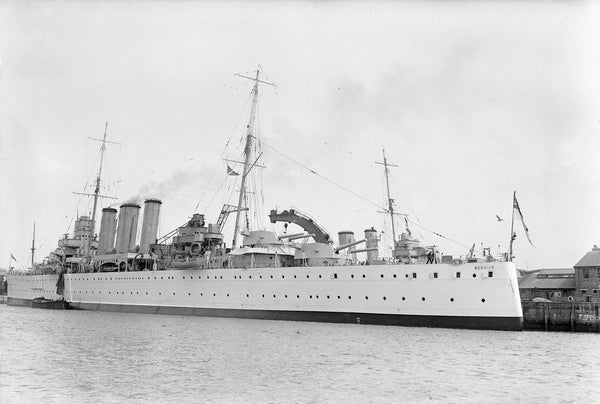 Heavy cruiser HMS 'Berwick' (1926) at anchor posters & prints by unknown