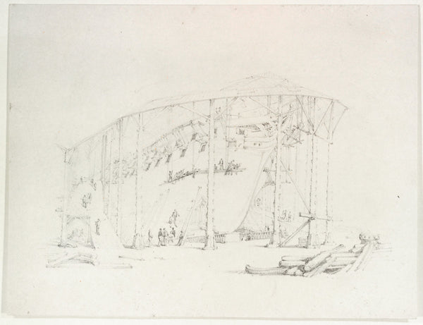 HMS 'Russell' on stocks at Deptford Yard, c. 1822 posters & prints by ...