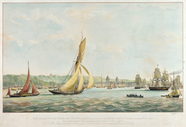 HM revenue cutter 'Vigilant' towing her prize the barge 'Charlotte', 13 ...