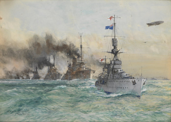 HMS 'Cardiff' leading the German fleet to surrender, 1918 posters ...